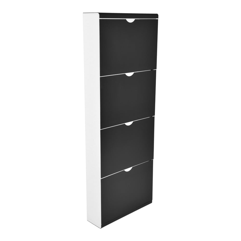 Pantofar negru cu deschidere înclinată din metal 51x138x16 cm ...