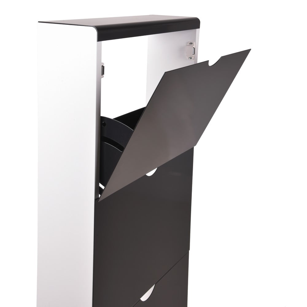 Pantofar negru cu deschidere înclinată din metal 51x138x16 cm ...