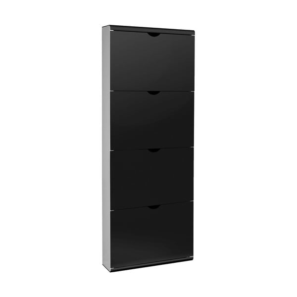 Pantofar negru cu deschidere înclinată din metal 51x138x16 cm ...